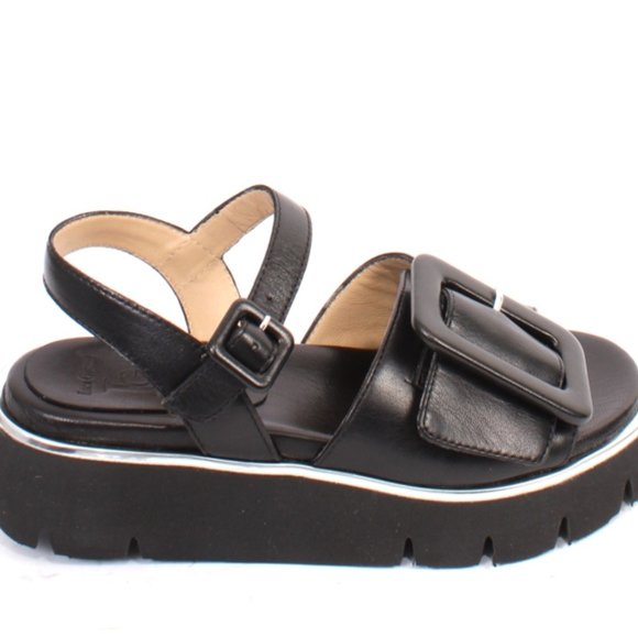 Luca Grossi | Shoes | Luca Grossi 74 Black Leather Platform Sandals ...